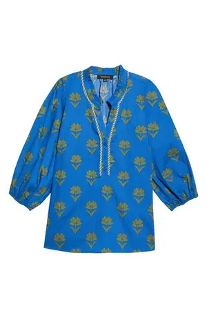 SUGARLIPS Robin Floral Print Split Neck Blouse
