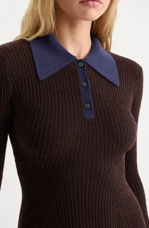 Good American Knit Polo Wool Mini Dress