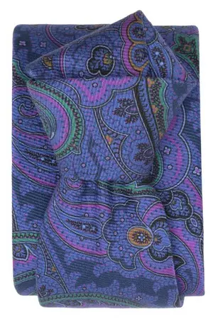 ELIZABETTA Cosimoprinted Silk Tie For Men Indigo Blue