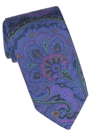ELIZABETTA Cosimoprinted Silk Tie For - Indigo Blue