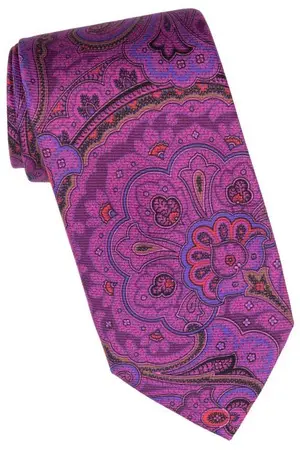 ELIZABETTA Cosimo Printed Silk Twill Tie - Magenta