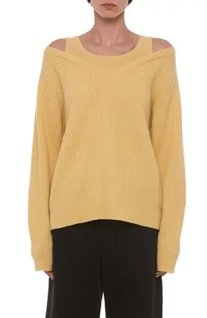 Helmut Lang Double Layer Wool Sweater - Cornsilk