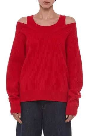 Helmut Lang Double Layer Wool Sweater Red
