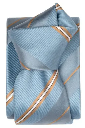 ELIZABETTA Toledoextra Long Silk Jacquard Tie For - Blue