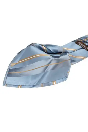 ELIZABETTA Toledoextra Long Silk Jacquard Tie For - Blue