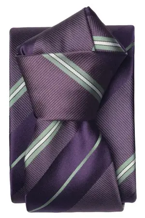 ELIZABETTA Toledoextra Long Silk Jacquard Tie For - Purple