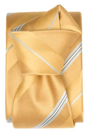 ELIZABETTA Toledoextra Long Silk Jacquard Tie For - Yellow