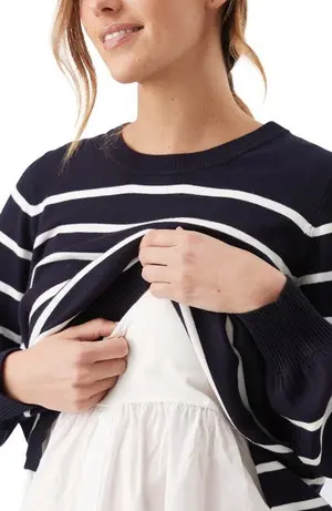 RIPE MATERNITY Anna Detachable Stripe Nursing Knit Sweater