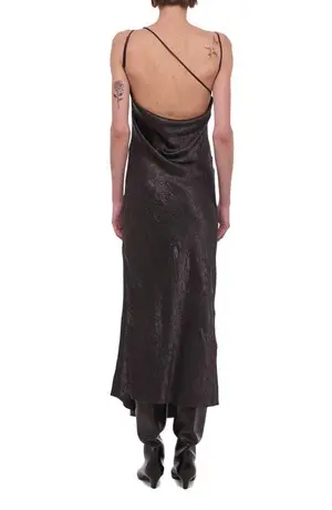 Helmut Lang Crinkle Satin Maxi Slipdress - Truffle