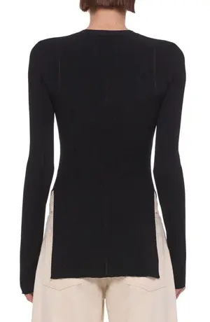 Helmut Lang Slit Rib Knit Top - Black