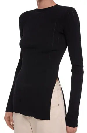 Helmut Lang Slit Rib Knit Top - Black