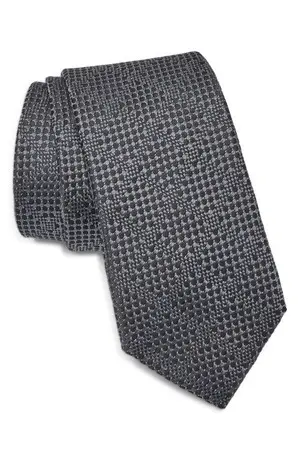 Nordstrom Cain Grid Silk Jacquard Neck Tie - Black