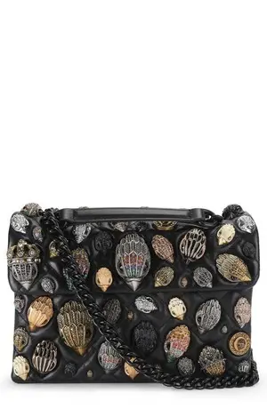 Kurt Geiger Kensington Eagles Convertible Quilted Leather Crossbody Bag - Black