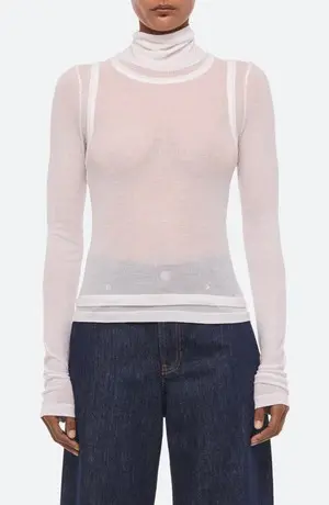 Helmut Lang Sheer Long Sleeve Turtleneck Top