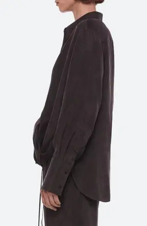 Helmut Lang Fluid Drape Button Front Shirt - Truffle