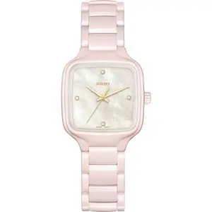 RADO True Square Diamond Mother-of-pearl Bracelet Watch - White Mop