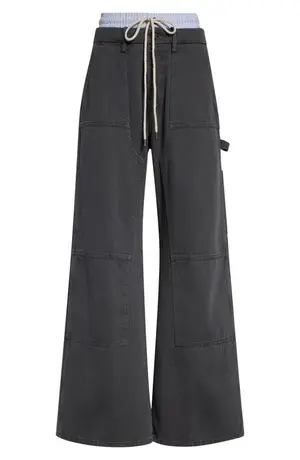 Monse Washed Double Waistband Wide Leg Jeans