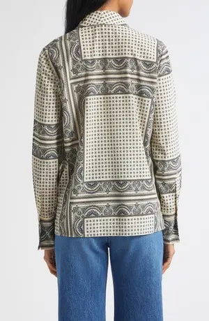 Veronica Beard Monique Mixed Paisley Silk Blend Shirt