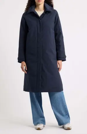 SAVE THE DUCK Blanca Hooded Trench Coat - Blue Black