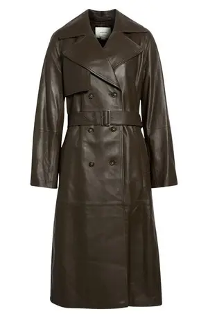 Vince Leather Trench Coat - Pinewood