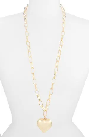 KENNETH JAY LANE Heart Pendant Chain Necklace