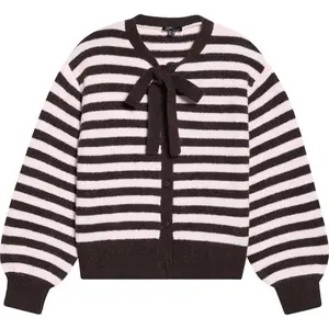 NOBODY'S CHILD Bow Detail Stripe Cardigan - Pink Multi