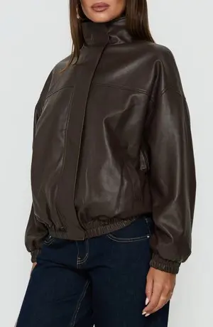 Princess Polly Dialtone Funnel Neck Faux Leather Jacket