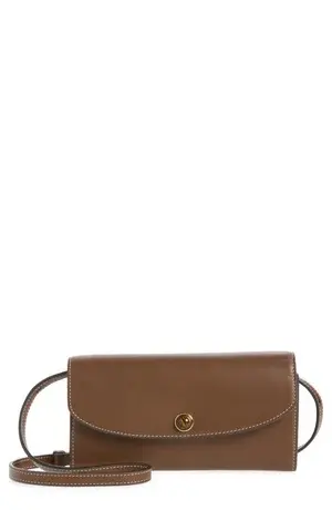 Veronica Beard Leather Crossbody Wallet - Whiskey