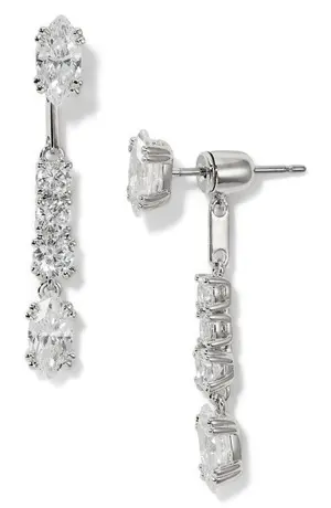 Nadri Twinnie Pavé Cubic Zirconia Linear Jacket Drop Earrings