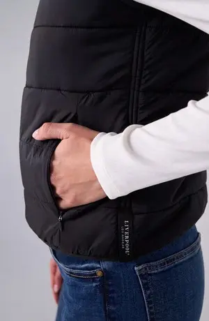 LIVERPOOL Reversible Quilted Vest With Cable-knit Detail - Black