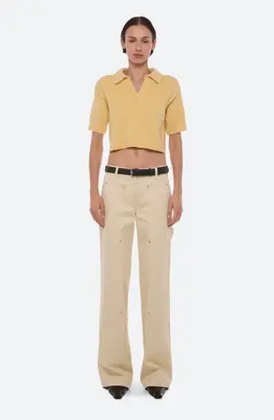 Helmut Lang Cropped Wool Polo - Cornsilk