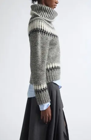 Monse Fair Isle Turtleneck Wool Blend Sweater