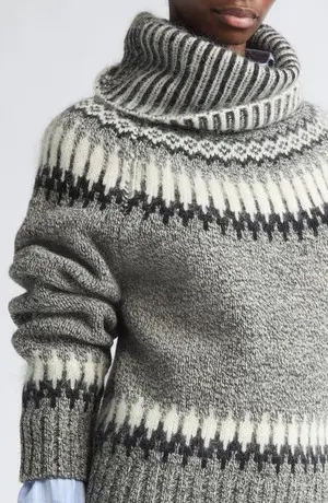 Monse Fair Isle Turtleneck Wool Blend Sweater