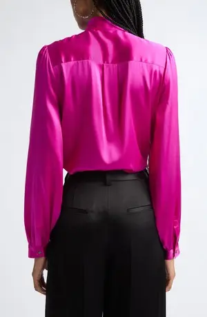 Ramy Brook Silk Blend Tie Neck Shirt
