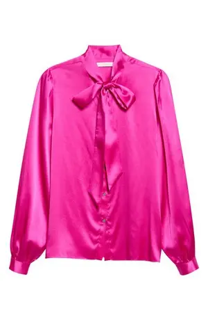 Ramy Brook Silk Blend Tie Neck Shirt