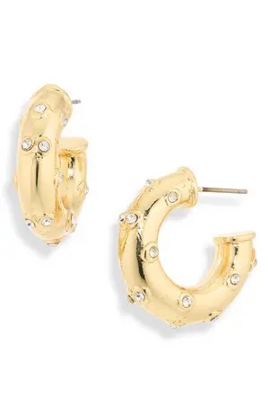 KENNETH JAY LANE Rhinestone Dot Hoop Earrings - Gold