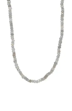 Anzie Bohème Faceted Grey Moonstone Rondelle Necklace - Silver
