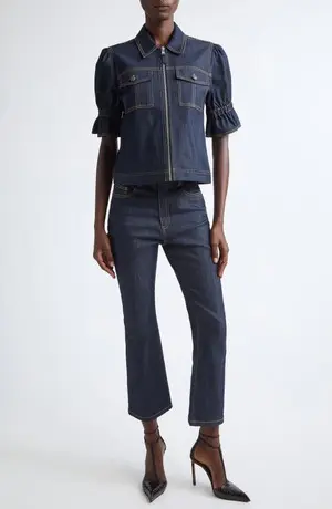 Cinq À Sept Holly Puff Shoulder Denim Jacket