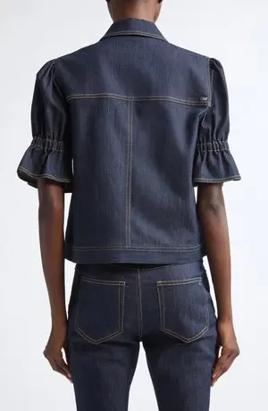 Cinq À Sept Holly Puff Shoulder Denim Jacket
