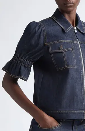 Cinq À Sept Holly Puff Shoulder Denim Jacket