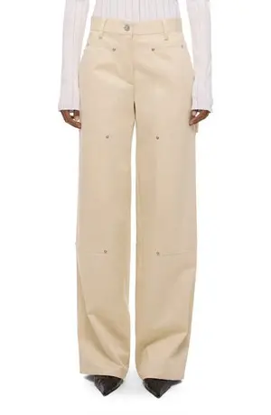 Helmut Lang Rivet Detail Cotton Carpenter Pants Oatmeal