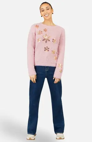 YUMI Sequin Snowflake Fluffy Jumper