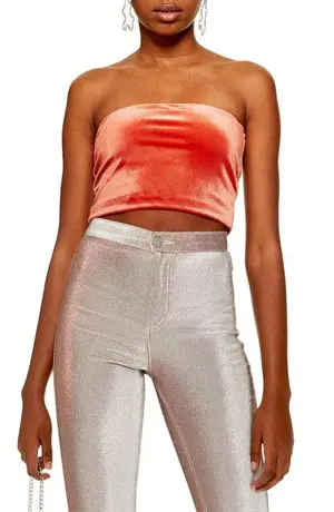 Topshop Velvet Bandeau Crop Top