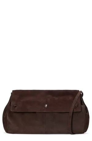 Staud Cy Oversized Leather Clutch Bag - Espresso