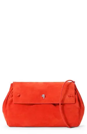 Staud Cy Oversized Leather Clutch Bag - Tangelo