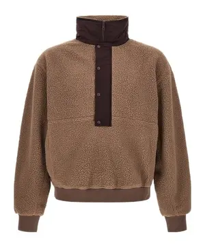 ENTIRE STUDIOS Stand-collar Fleece Sweatshirt - Brown