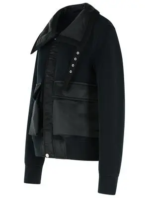 Sacai Long-sleeve Casual Jacket With Mixed Media And High Collar