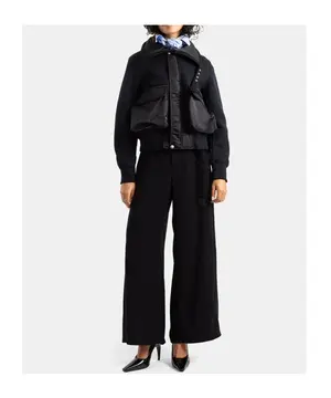 Sacai Long-sleeve Casual Jacket With Mixed Media And High Collar