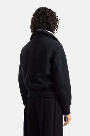 Sacai Long-sleeve Casual Jacket With Mixed Media And High Collar