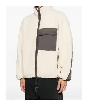 Maison Kitsuné Long Sleeve Sherpa Jacket With Contrast Pocket
